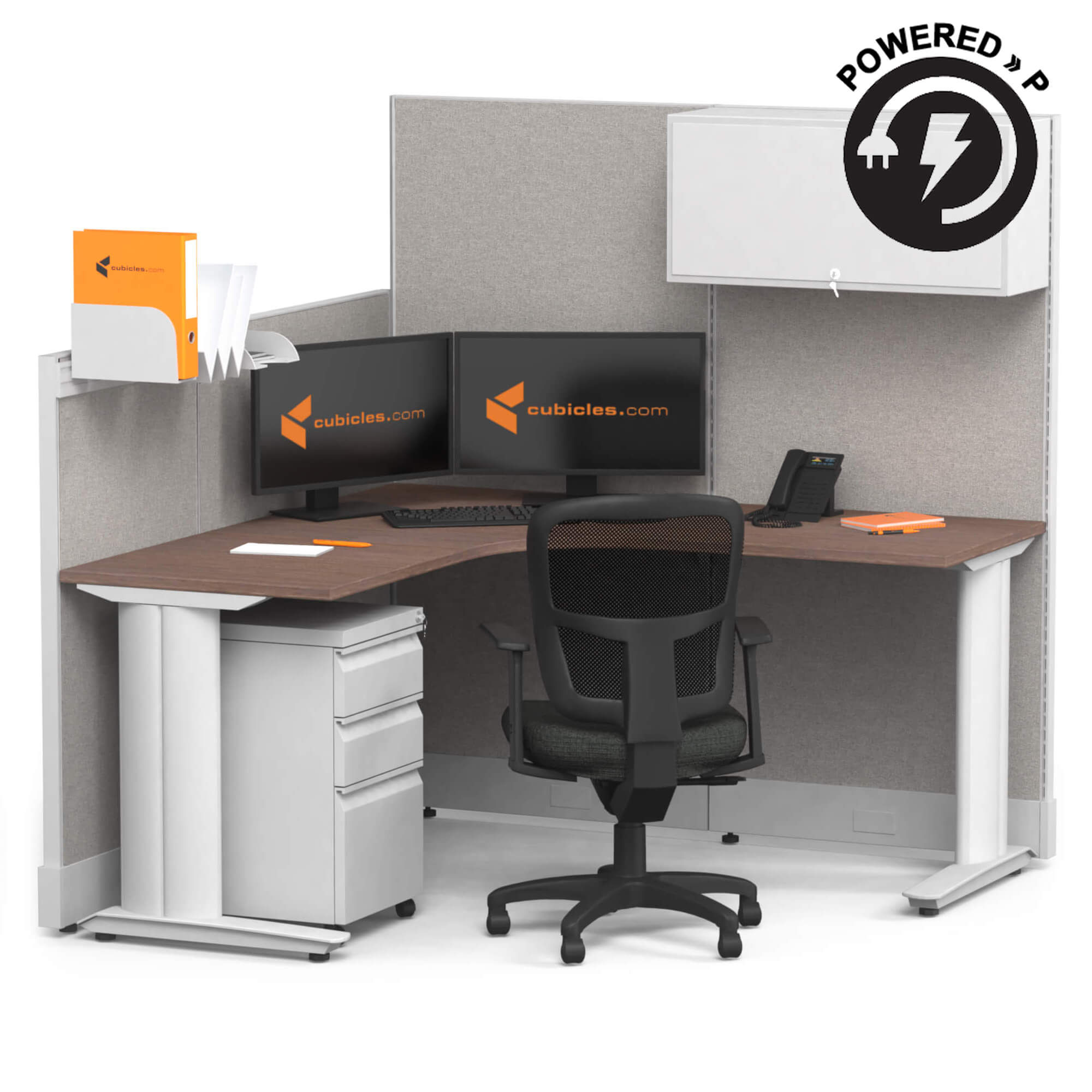 Office Cubicles Powered - Cubicle Desk L Shaped with Storage 1pack Powered